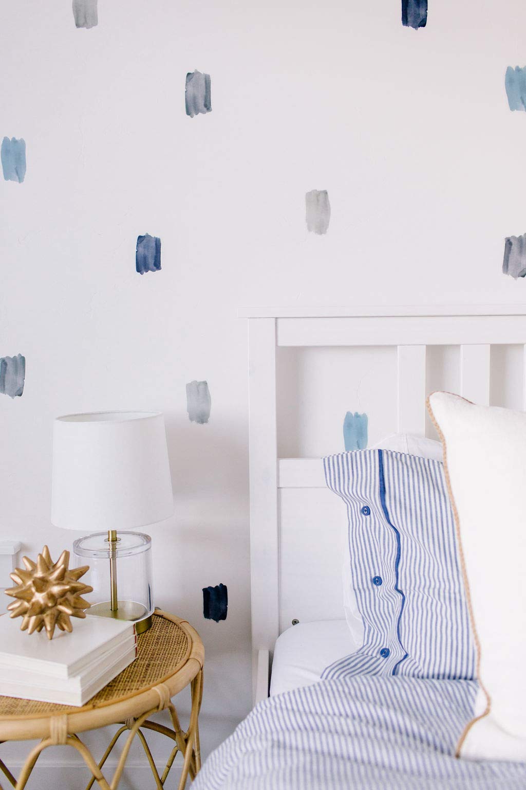 Modern Maxwell Wall Art Decals for Boys Nursery, Bedroom, Living Room “Noah” Brush Strokes Room Sticker 64 Pieces