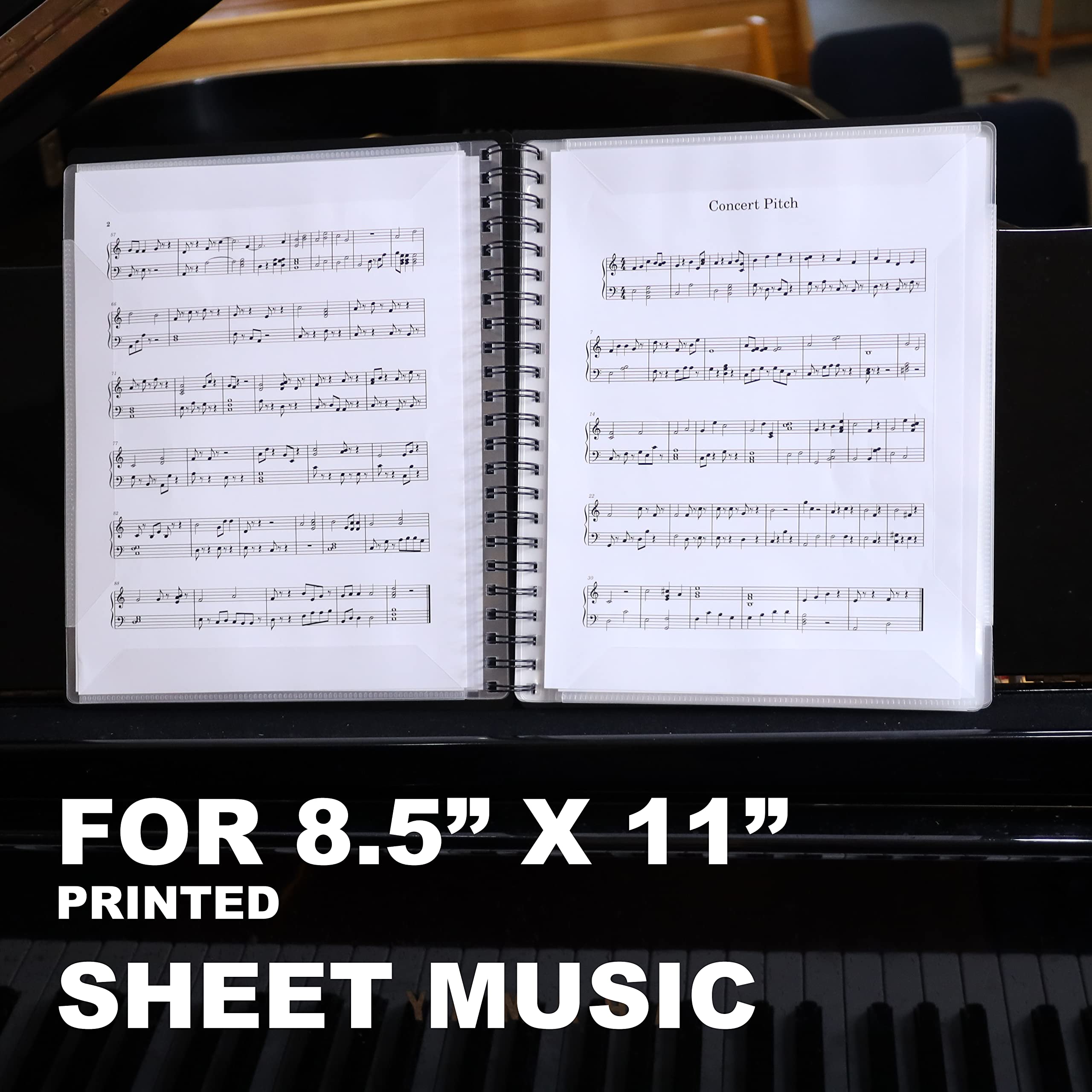 SIER FINS Sheet Music Folder for Sheet Music 8.5" X 11" | 60 Page Sheet Music Binder | Sheet Music Holder