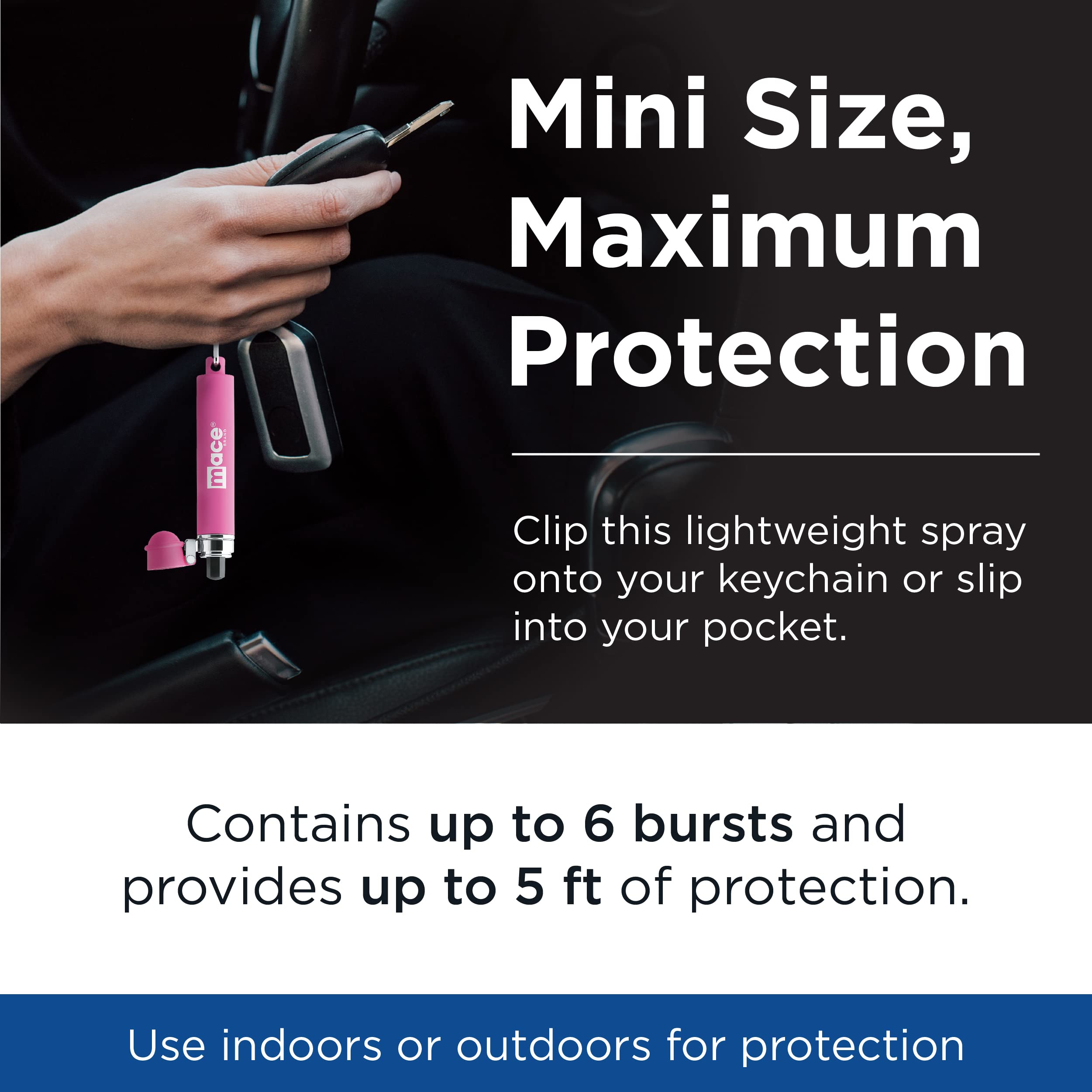 Mace Brand KeyGuard Mini Pepper Spray, Pink, 2-Pack β Accurate 5β Powerful Pepper Spray Keychain for Women & Men β Refillable Spray, Flip-Top Safety Cap for Fast Access β Easy to Use, Made in The USA