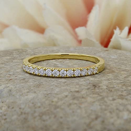 SAVEARTH DIAMONDS 1/3 ct. t.w Round Lab Created Moissanite Diamond Half Eternity Wedding Band Ring In 14k Yellow Gold Over Sterling Silver (0.33 Cttw), Gift For Her
