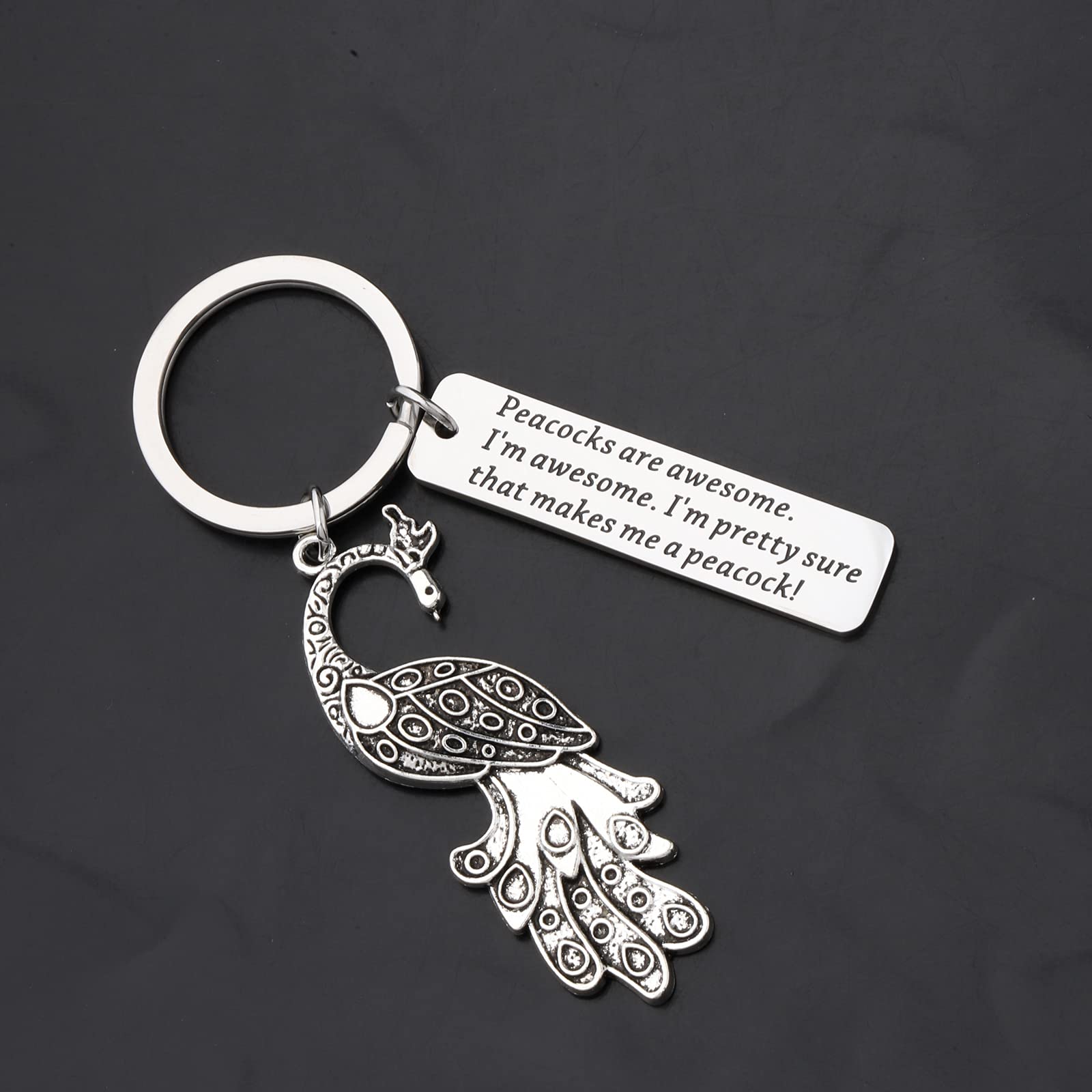 PENQI Peacock Jewelry Peacock Lover Gift Peacocks Are Awesome I'm Awesome Keychain Peacock Pendant Gift Idea (Peacocks are awesome)