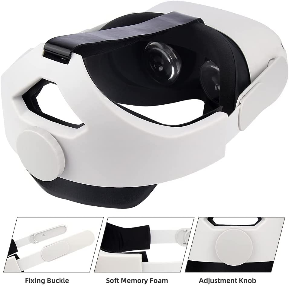 Vivibyan Adjustable Halo Strap for Oculus Quest 2 VR, Increase Supporting Force and Improve Comfort-Virtual Reality Accessories(White)