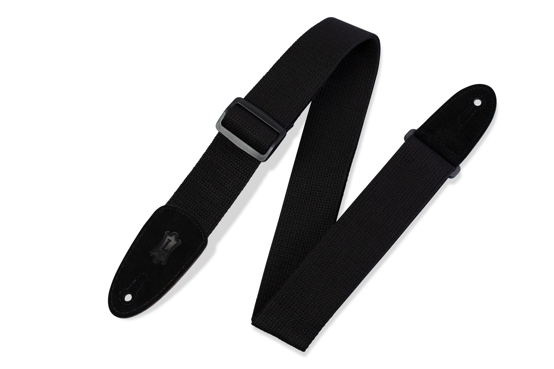 Levy's Leathers 2" Cotton Guitar Strap with Suede Ends and Tri-glide Adjustment. Adjustable to 58"; Black (MC8-BLK)