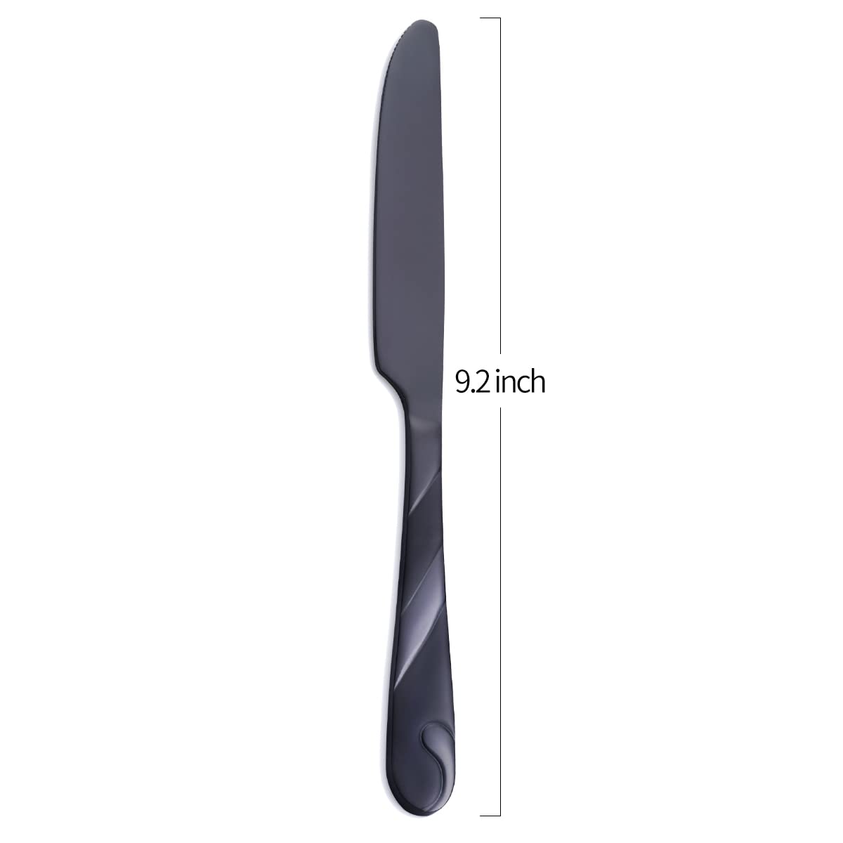 Seeshine Black Dinner Knife Set, 9.2-inch Stainless Steel Shiny Black Dinner Table Knife Silverware, Set of 6
