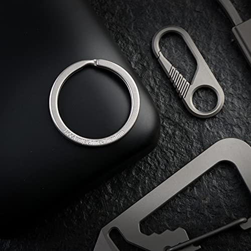 MecArmy CH7 Titanium Keyring Kit, 6 Small and 1 Large Keyring for Use with Carabiner/Knives/Lights/Keys and Other EDC Gears, Side-Pushing Designed Protect Your Nails