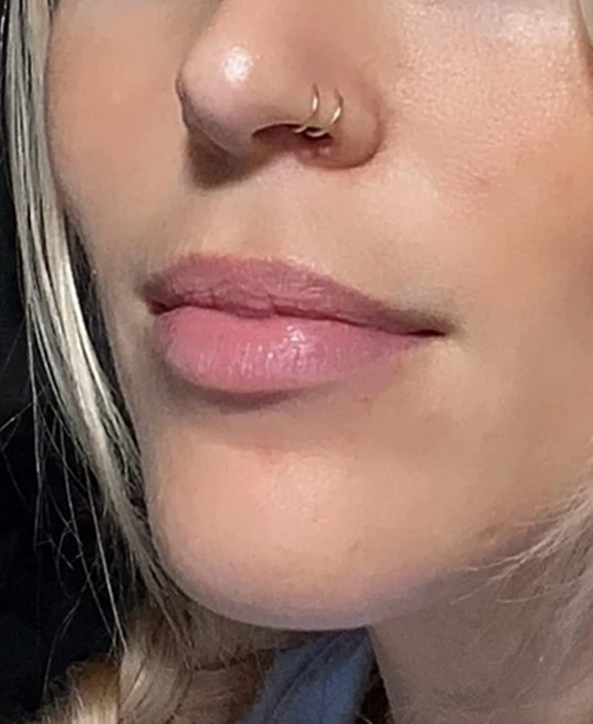 outerunner Double Nose Ring for Single Piercing 20g Nose Rings Hoops 6mm 8mm 10mm Surgical Steel Nose Hoop Silver/Gold/Rose Gold/Black/Rainbow