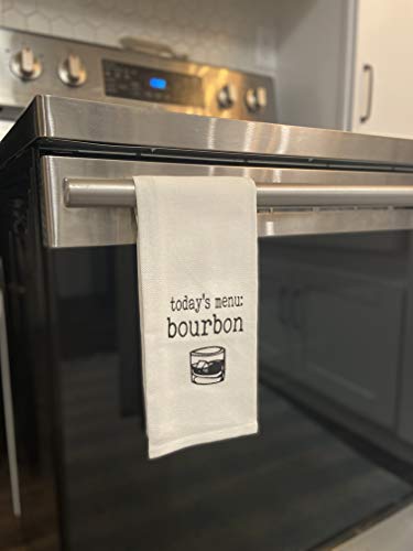 Today's Menu: Bourbon Tea Towel | Dish Towels with Funny Bourbon Whiskey Sayings are Perfect for Home, Bar, or Kitchen | Funny Gift for Old Fashioned Cocktail Lovers