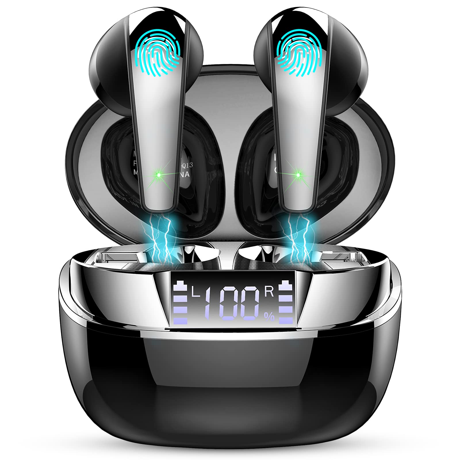 Wireless Earbud, Bluetooth 5.2 Headphones Mini Bluetooth Earbud with HD Mic, 35H Deep Bass Wireless Earphones in Ear Noise Cancelling Ear Buds with LED Display, IP7 Waterproof/Touch Control[2022 New]
