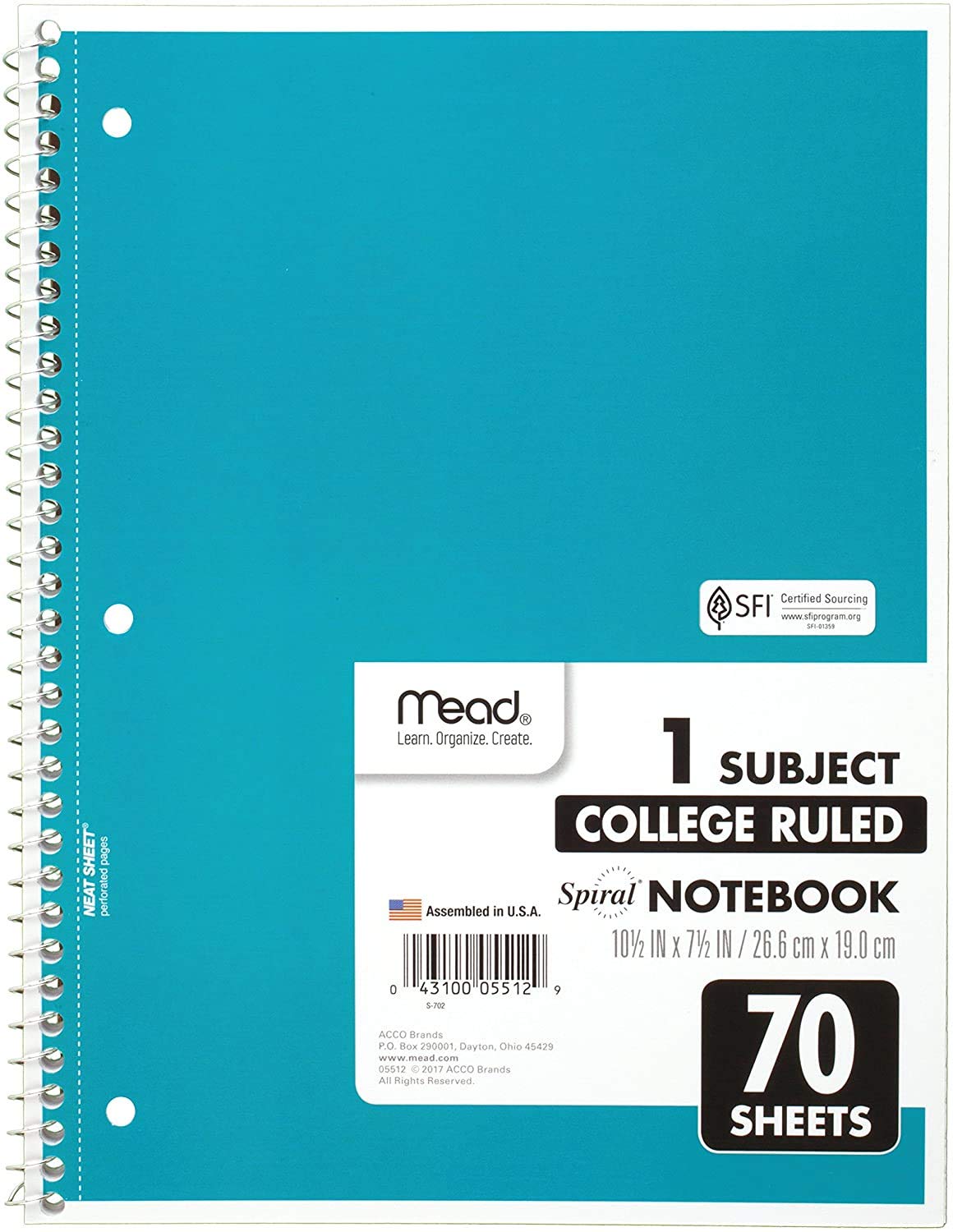 Mead Spiral Notebooks, 1 Subject, College Ruled, 70 Sheets, 24 Pack (73705)