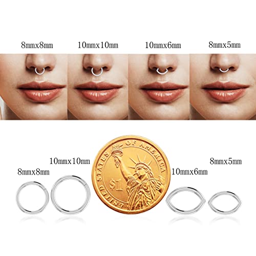 OKSOLE Titanium Septum Ring G23 Titanium Opal Septum clicker Hypoallergenic Nose Ring Hypoallergenic Septum Ring Hoops (evil eye White opal, 10mmx6mm)
