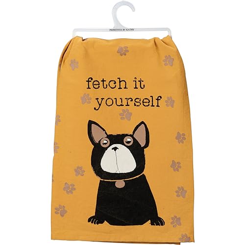 Primitives by Kathy Cotton Dish Towel Set - Dog Design, Kitchen/Bathroom Decor, Tea Towels, 28"x28"