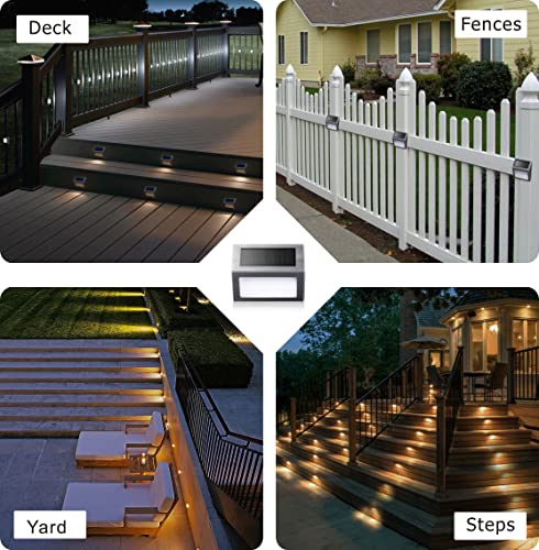 XLUX Solar Lights for Steps Decks Pathway Yard Stairs Fences, LED lamp, Outdoor Waterproof, Warm Light, 6 Pack