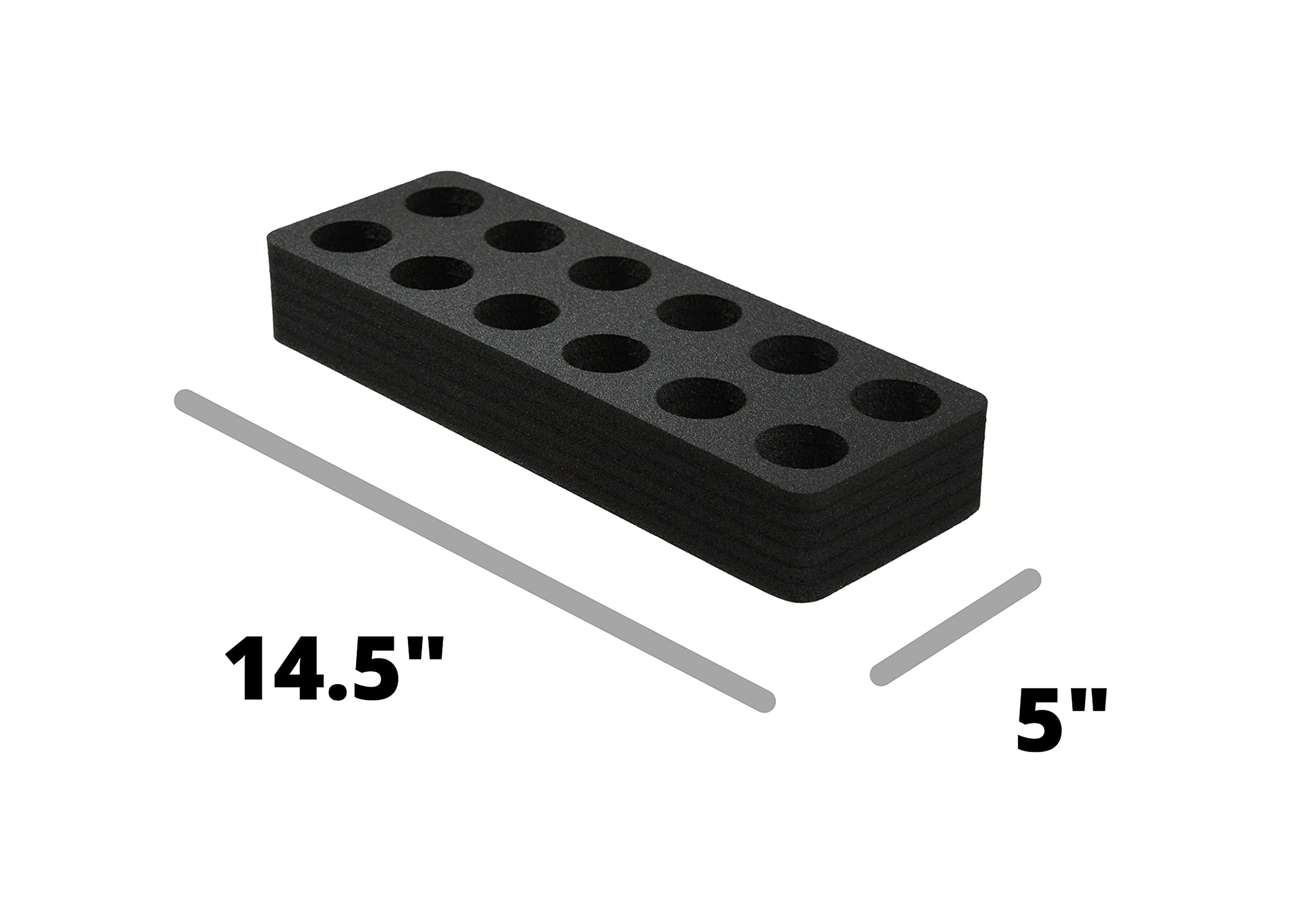 Polar Whale 2 Shot Glass Holders Organizer Modern Tray for Home Kitchen Bar or Club Party Durable Black Foam Serving Rack 14.5 Inches Each Holds 12 Shots