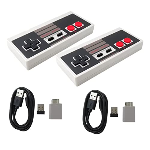 Wireless Game Controller for NES/SNES Classic Mini Edition, 2.4G Wireless Rechargeable Gamepad One Charge Lasts 100 Hours 2 Packs