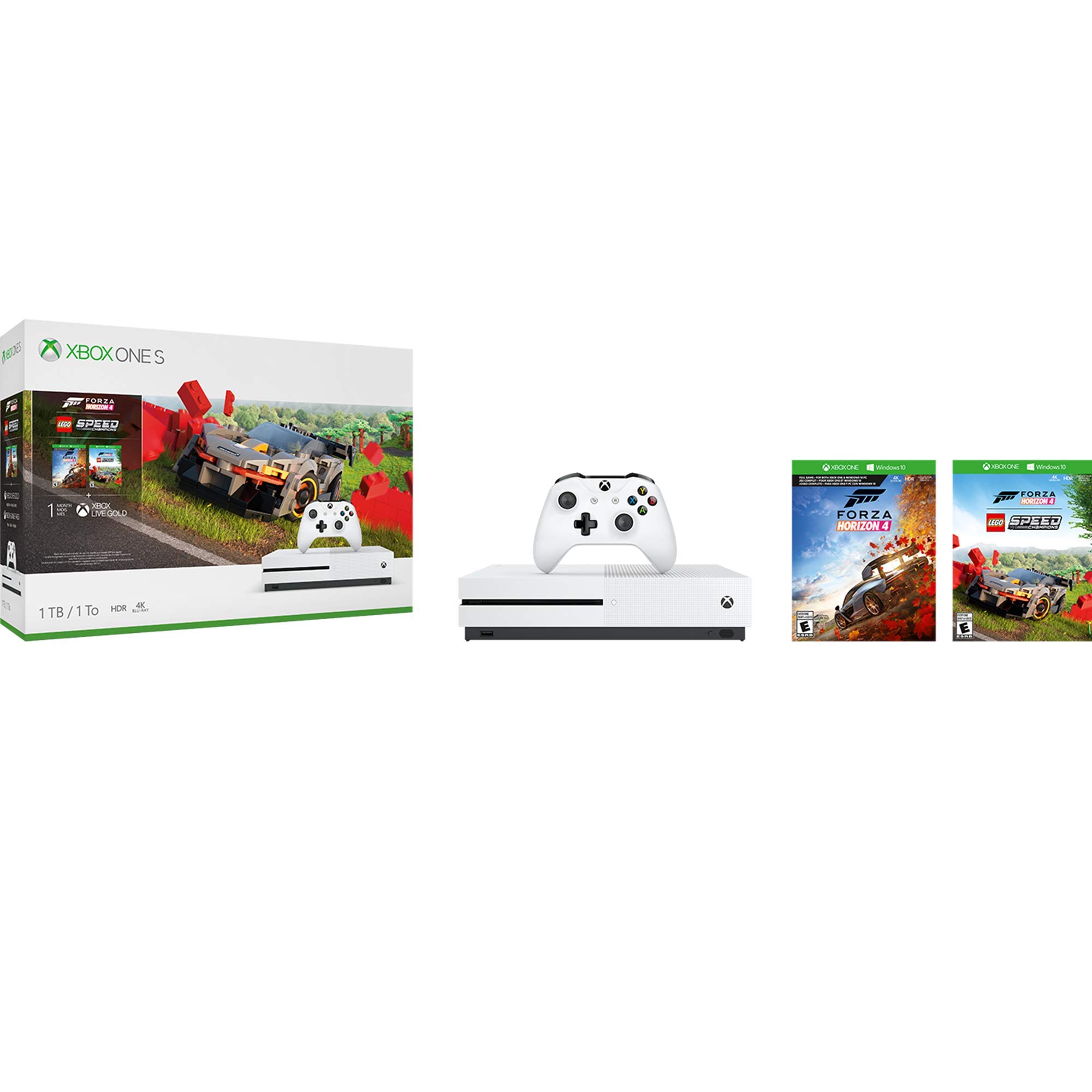 Microsoft Xbox One S 1TB Forza Horizon 4 LEGO® Speed Champions Bundle, White, 234-01121 (Renewed)