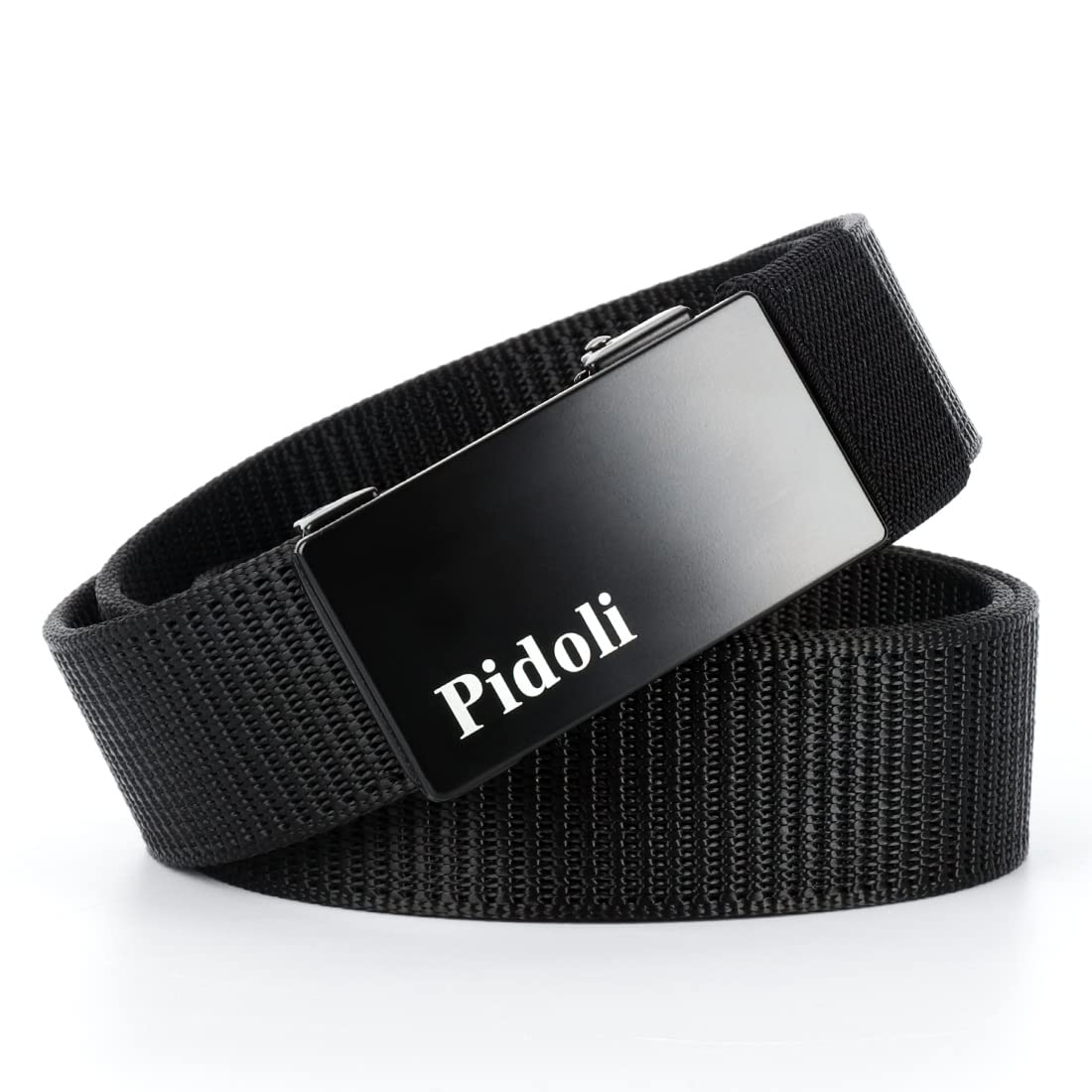 Pidoli Men's Belt- Nylon Webbing Fully Adjustable Casuel Belt Pants Shirts Jeans (Silver-Black)