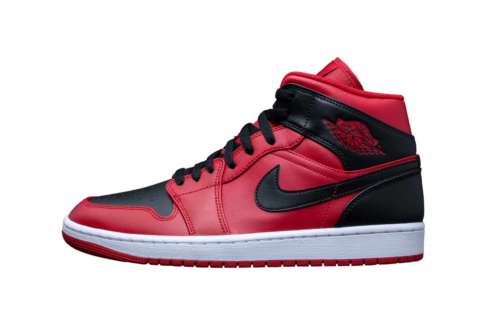 Nike Jordan Mens Jordan 1 Mid 554724 660 Reverse Bred, Gym Red/Black/White, Size 11