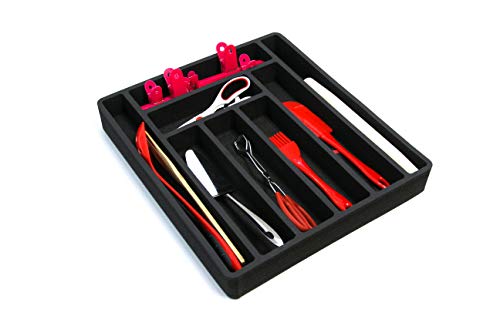 Polar Whale 4 Large Flatware Silverware Drawer Organizers for Cutlery Forks Knives Spoons Serving Utensils Non-Slip Premium Waterproof Tray Insert 16 x 18 Inches 8 Slot Extra Deep Set of 4