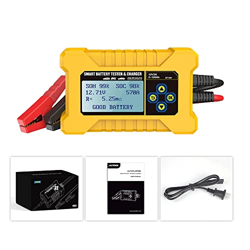 MR CARTOOL Automotive Battery Testers & Car Battery Charger, Car Cranking and Charging System Test Scan Tool Smart Digital Battery Analyzer for 12V Vehicles(AUTOOL BT380)