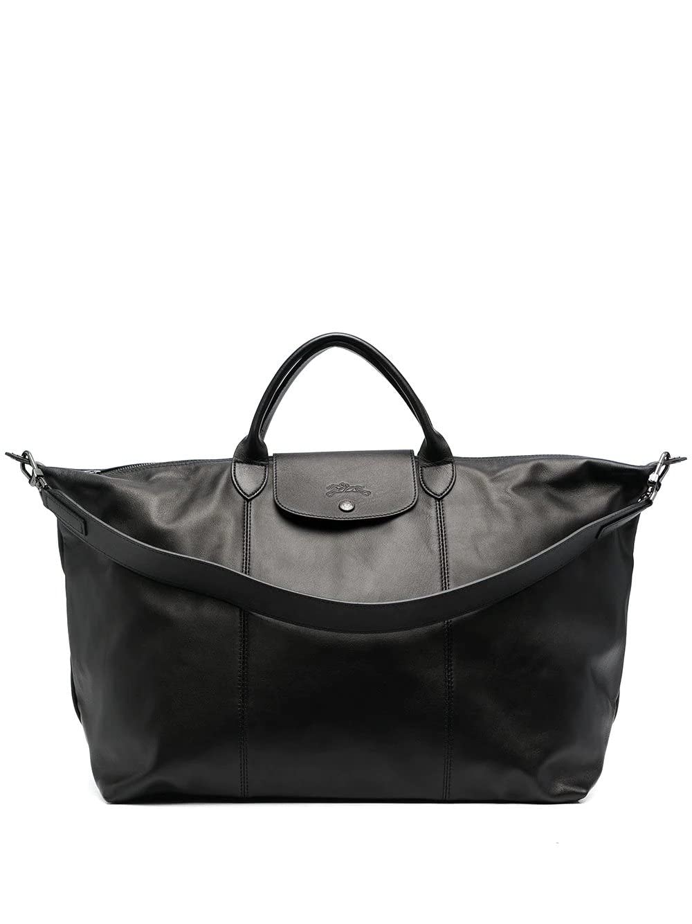 Longchamp 'Large Cuir Leather Top Handle Tote Shoulder Travel Bag, Black