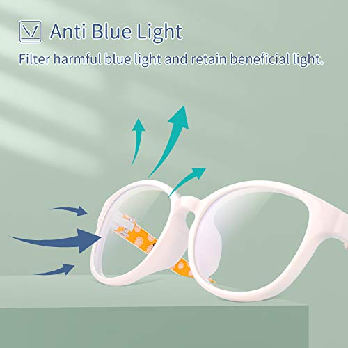 PERFECTSIGHT Blue Light Blocking Glasses for Kids Boys & Girls Frame TR90 Flexible Strap Anti-Eyestrain Headache and UV Age 4-12 (C6115-C4)