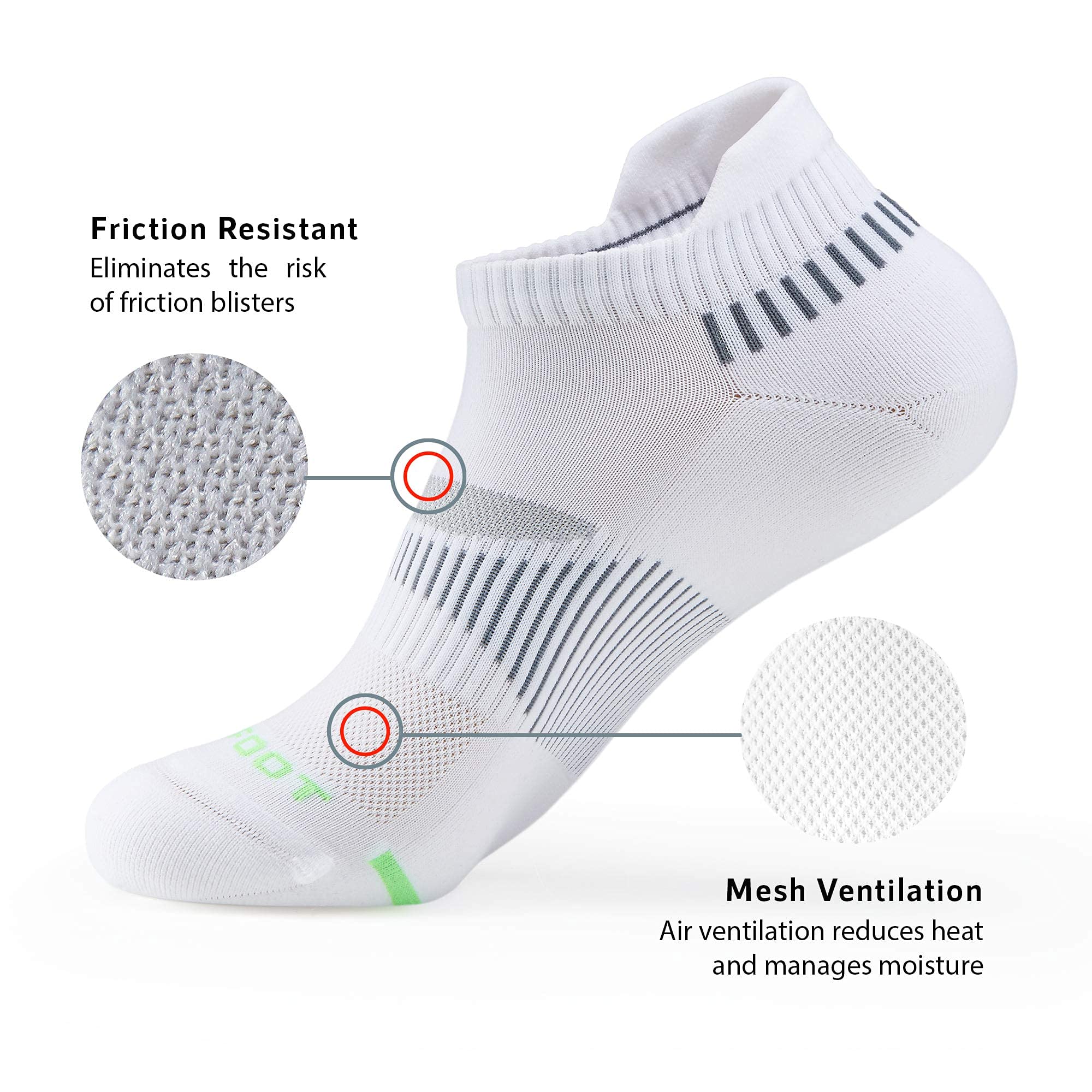MONFOOT Women's and Men's 5 Pairs Pickleball Tennis Running Athletic Cushion Socks White Medium, multipack