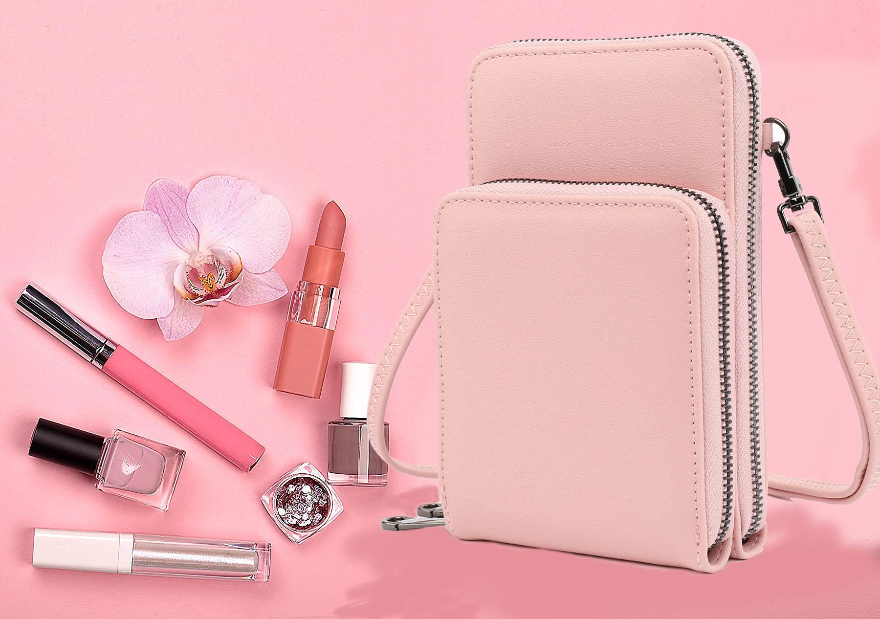 Small Crossbody Purse,Vagan Lether Cell Phone Purse for Women, Mini Messenger Shoulder Handbag Wallet with Credit Card Slots (Light Mint)