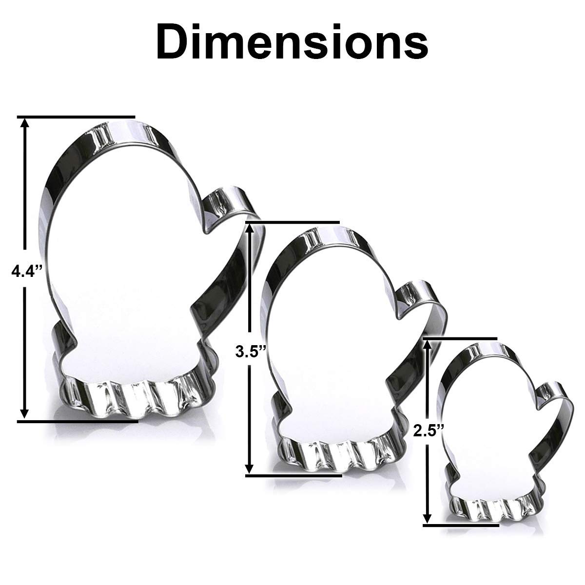 Sweet Cookie Crumbs Mitten Cookie Cutter - Stainless Steel - Dishwasher Safe (Mitten 3 Piece)