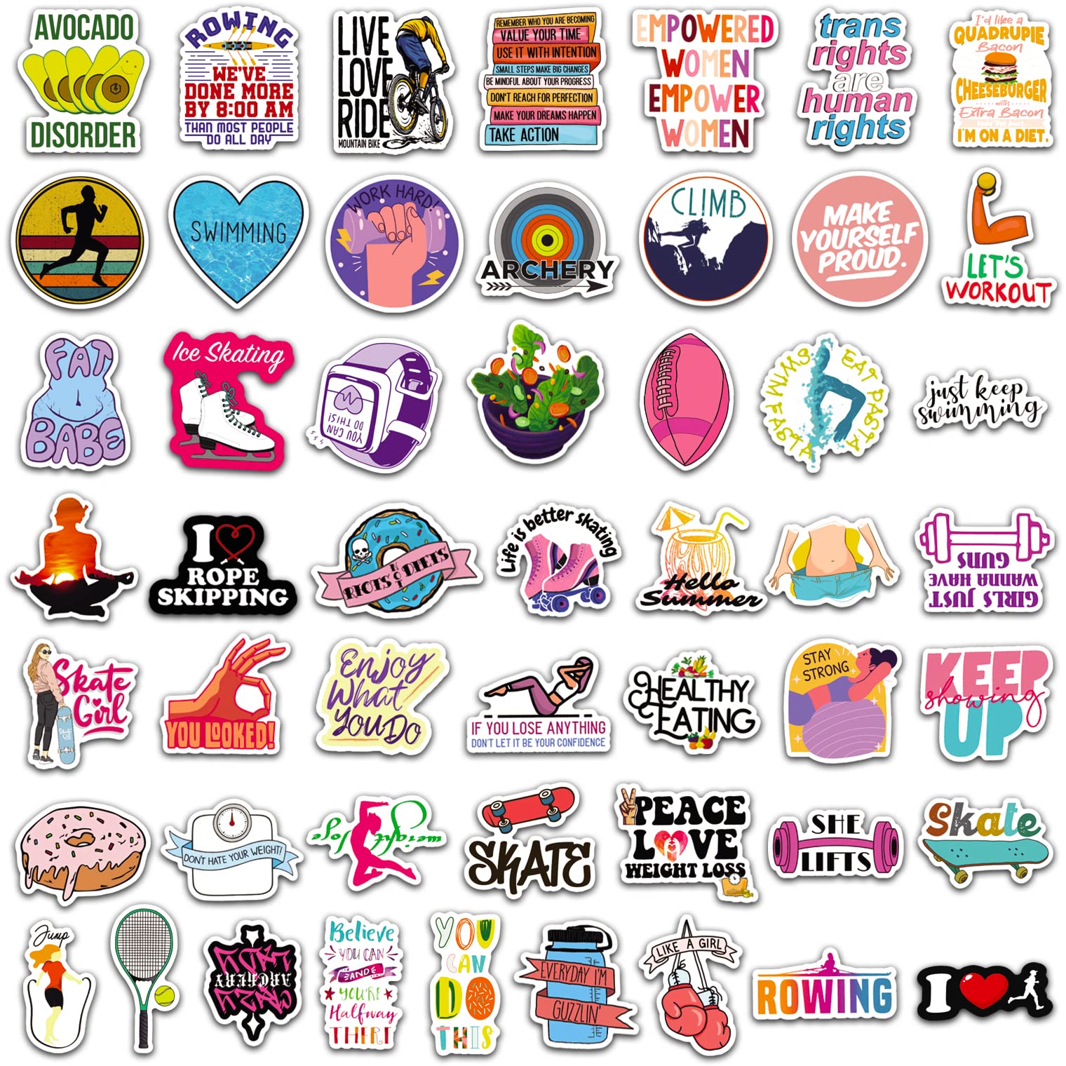 TUNGFU Weight Loss Stickers, Gym Stickers,Running Stickers for Water Bottles,Laptop, Notebook, Suitcase, Skateboard, Guitar