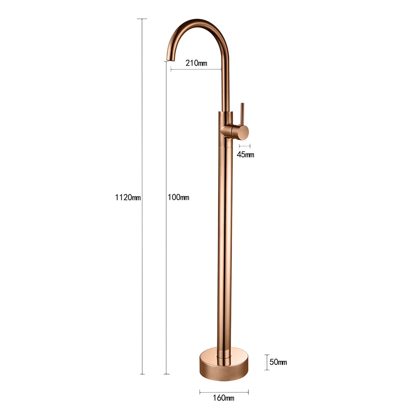 LFGUD Floor Mount Bathtub Faucet, Gold Finished Brass Bathroom Freestanding Tub Filler Single Handle Tub Spout