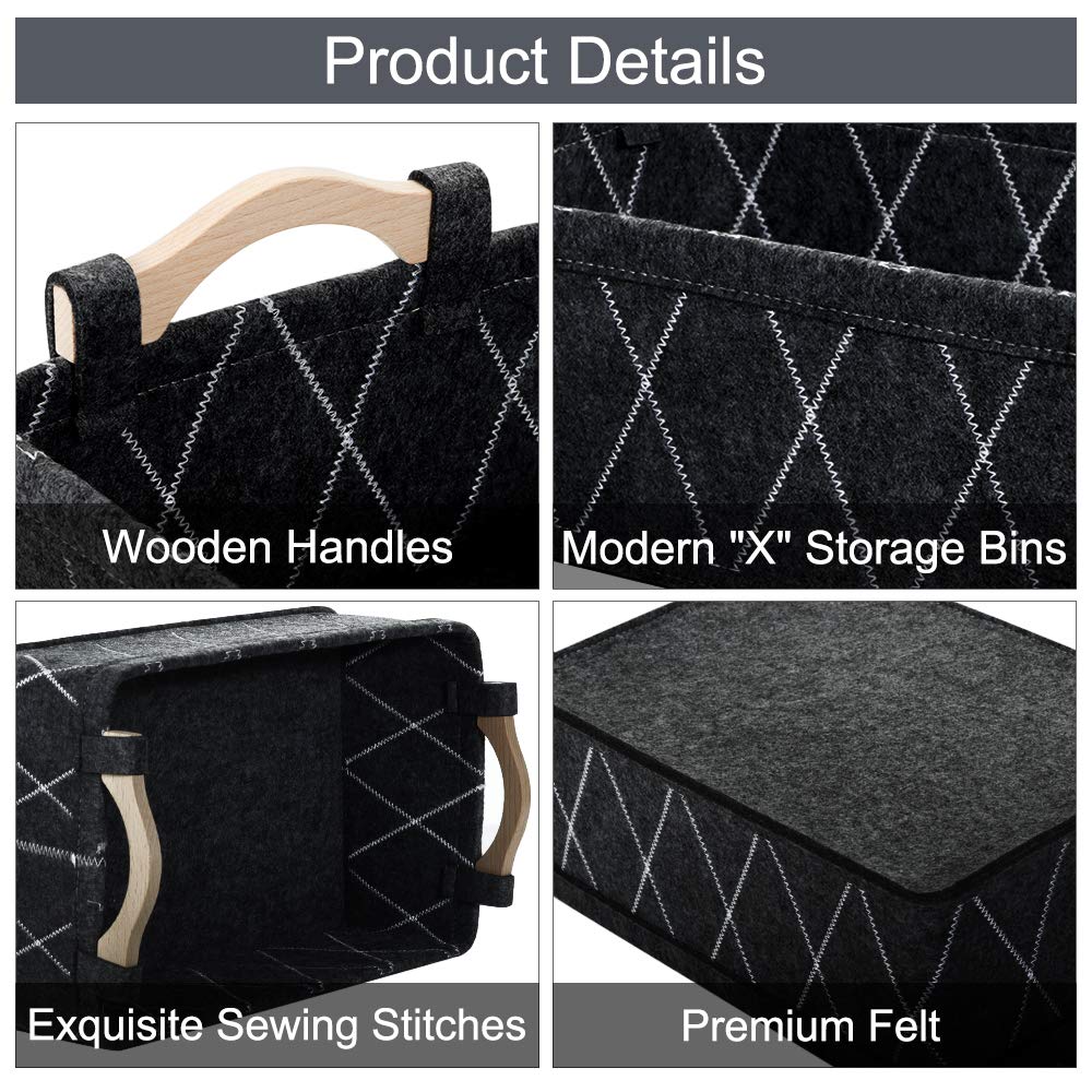 Oubra Grey Storage Baskets Bins Empty Gift Basket Rectangle Foldable Storage Cubes for Dog Toys Toilet Paper Under Shelf Basket