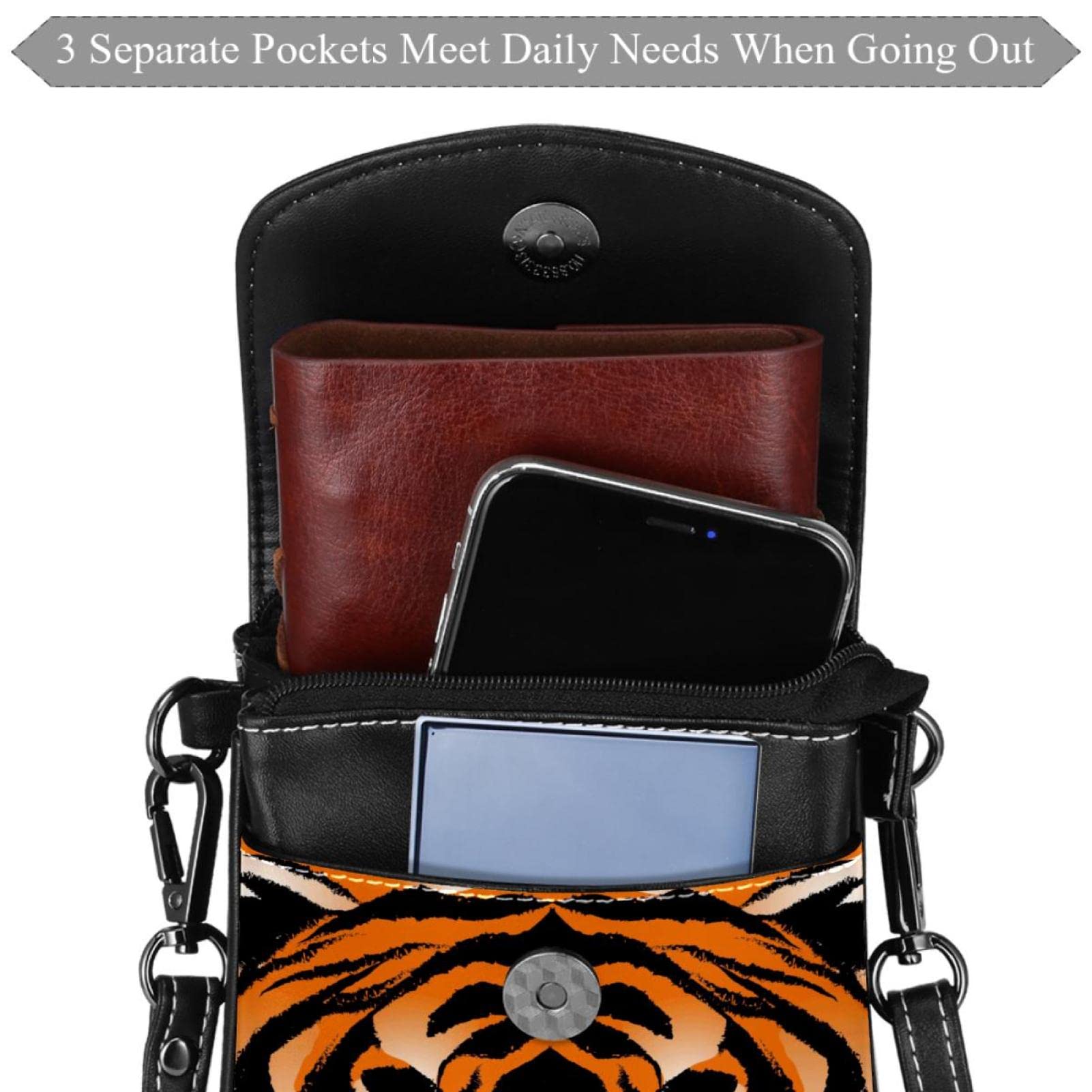 Small Crossbody Cell Phone Purse Wallet for Women Bengal Tiger Stripe