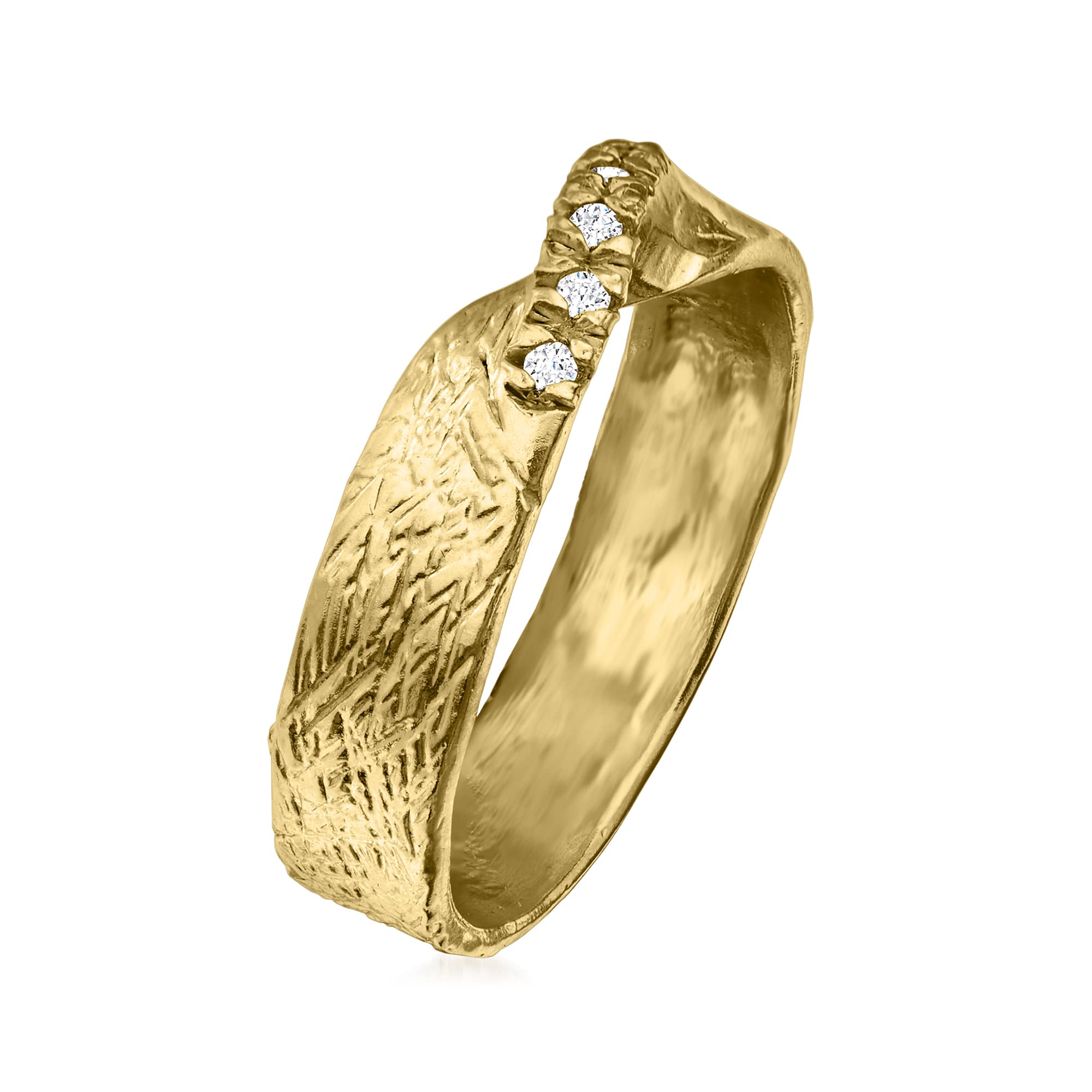 Ross-Simons Diamond-Accented Ring in 18kt Gold Over Sterling. Size 6