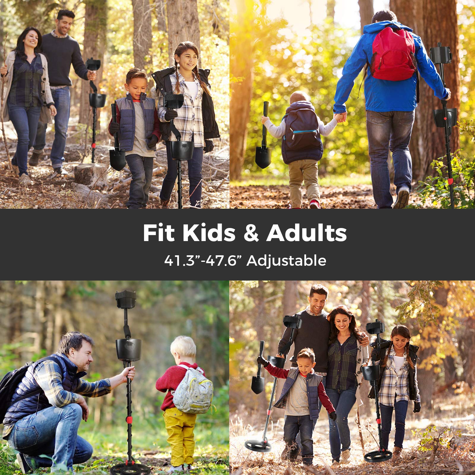 Metal Detectors for Adults & Kids with Pinpoint Function, All Metal & 3 DISC Modes, 3 Audio Tone, Carrying Bag, Back-Lit LCD Display, Waterproof Coil, SENS and Stem Adjustble(41.3"-47.6"), AVID POWER