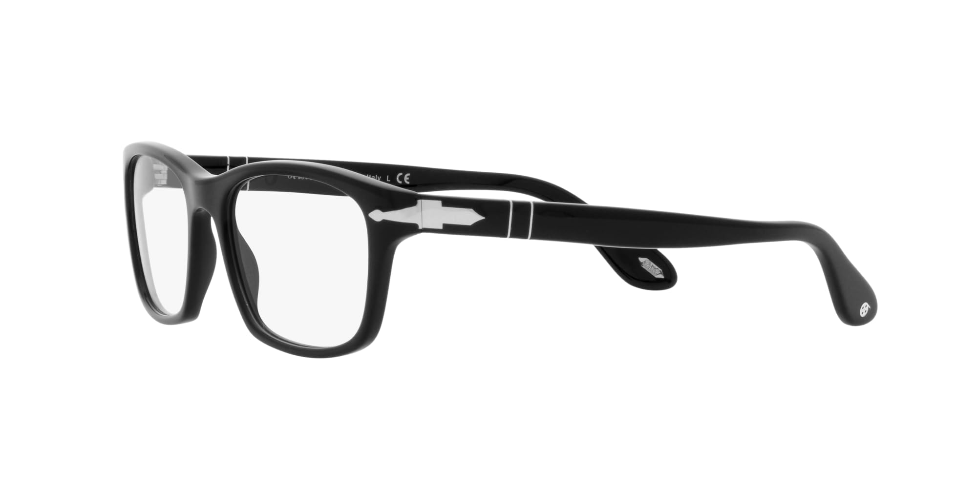Persol PO3012V Square Prescription Eyewear Frames, Black/Silver/Demo Lens, 52 mm
