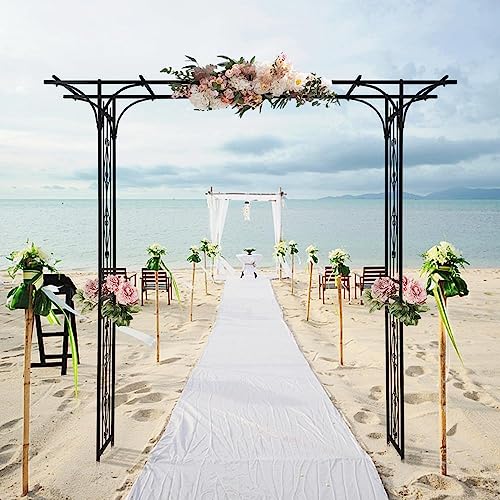 Metal Garden Arch 7 FT Garden Arbor for Climbing Plant Outdoor Wedding Black