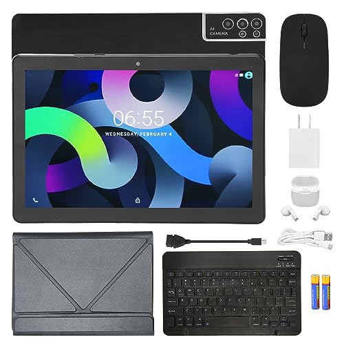Office Tablet, US Plug 100β240V 5G WiFi Dual Camera Gaming Tablet 10.1in FHD with Earbuds Mouse Keyboard for School (#1)