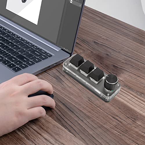 Zyyini 3 Key Mechanical Keyboard, Acrylic RGB Lights Backlit Customizable One Handed Gaming Keyboard,Programming Macro Keyboard,Macro Quick Copy and Paste Keyboard for PC Laptop
