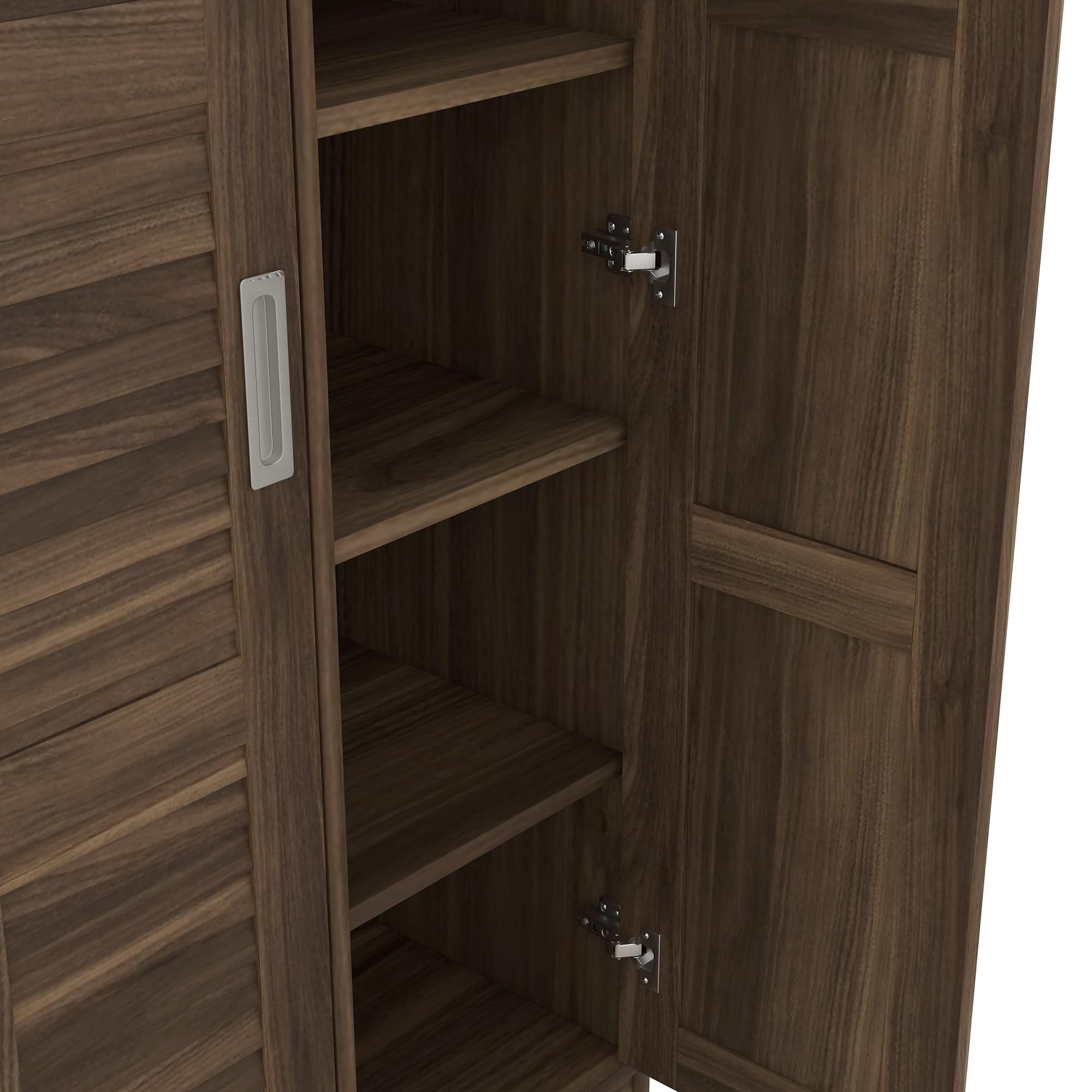 Lifeand Modern 3-Door Shutter Wardrobe with Shelves and Hanging Area, Spacious and Organized Closet Bedroom Armoires, Walnut