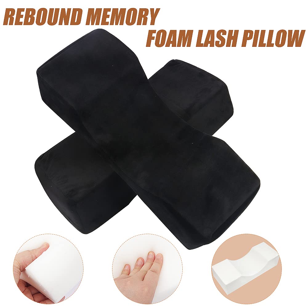 Mekupeu Eyelash Extension Velvet Lash Pillow Beauty Salon Memory Foam Neck Pillow for Lash Extension Grafting Make Up (Black)