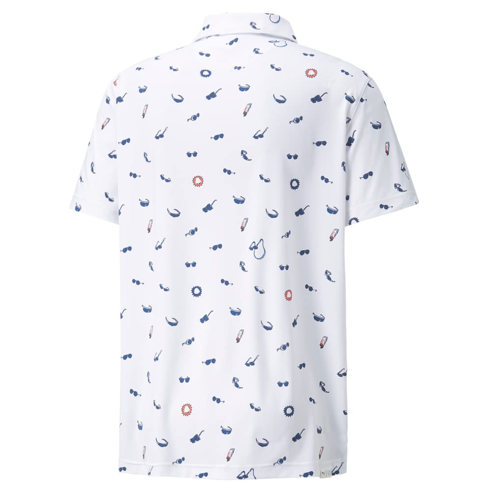 Puma Golf Men's Mattr Sunnies Polo, Bright White-Bright Cobalt, Large