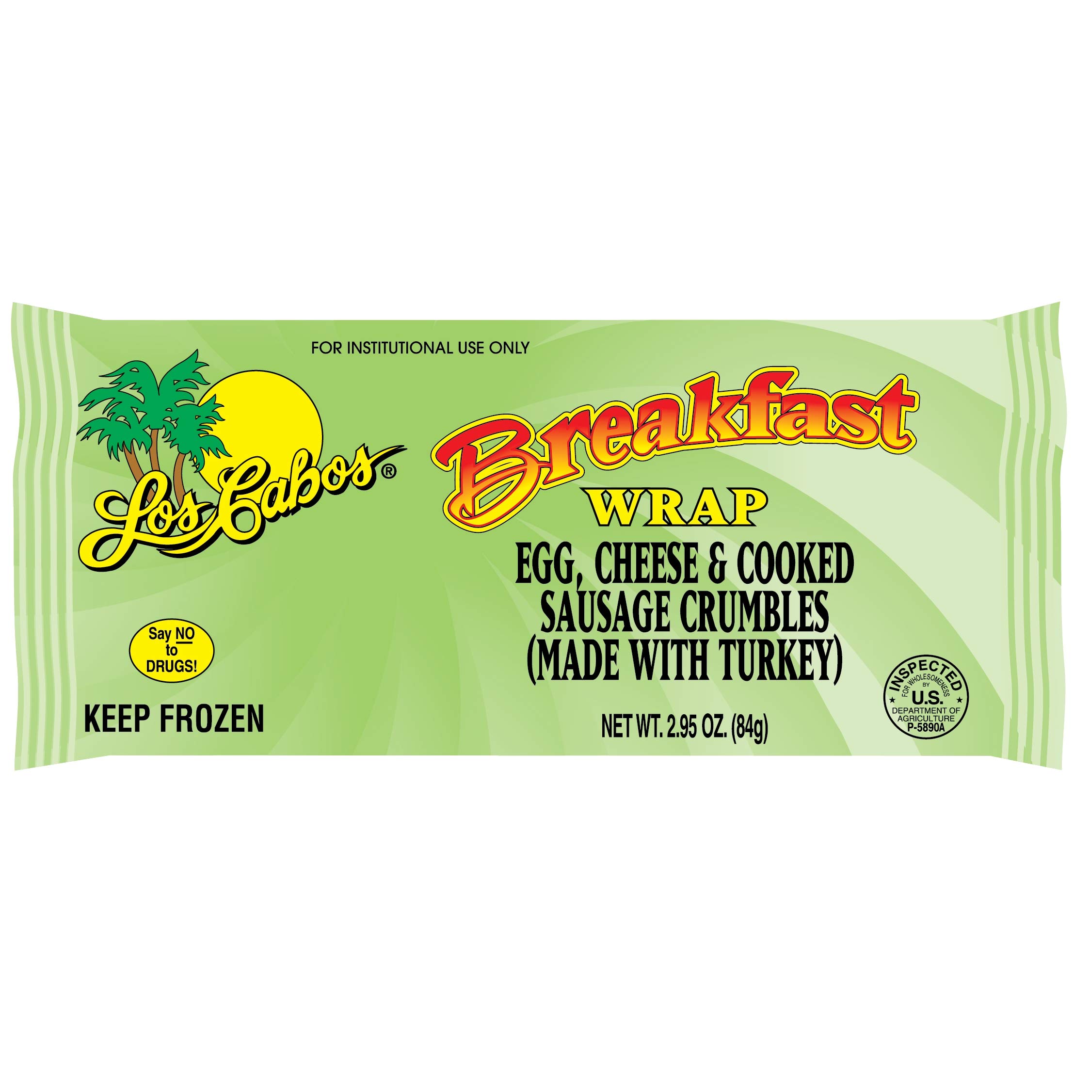 Los Cabos Breakfast Burritos/Wraps (Sausage, Egg & Cheese, 2.95 oz-- Pack of 72)