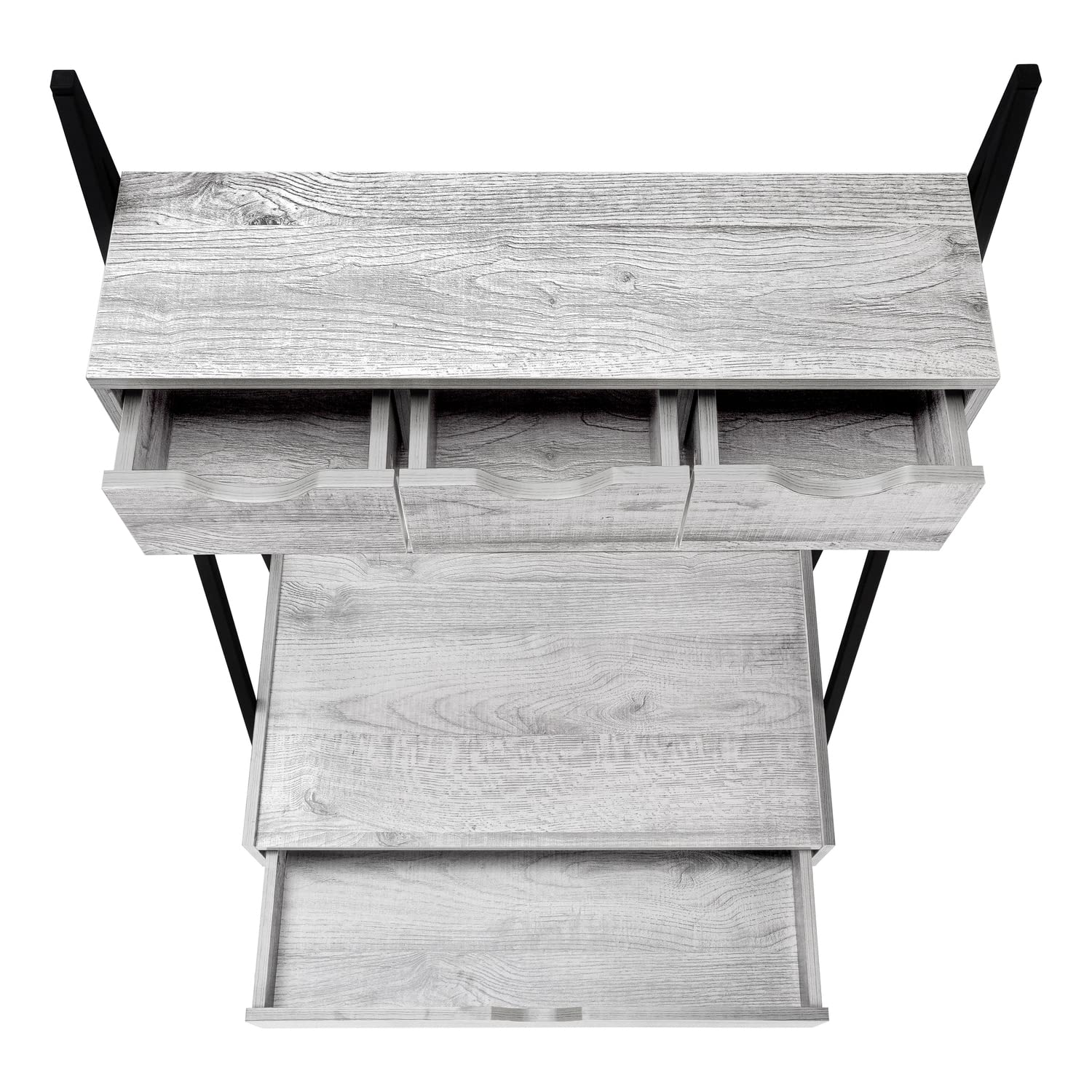 Monarch Specialties 7331 Computer Desk, Home Office, Laptop, Leaning, Storage Drawers, 32" L, Work, Metal, Laminate, Grey, Black, Contemporary, Modern Desk-32, 31.5" L x 19" W x 61.25" H
