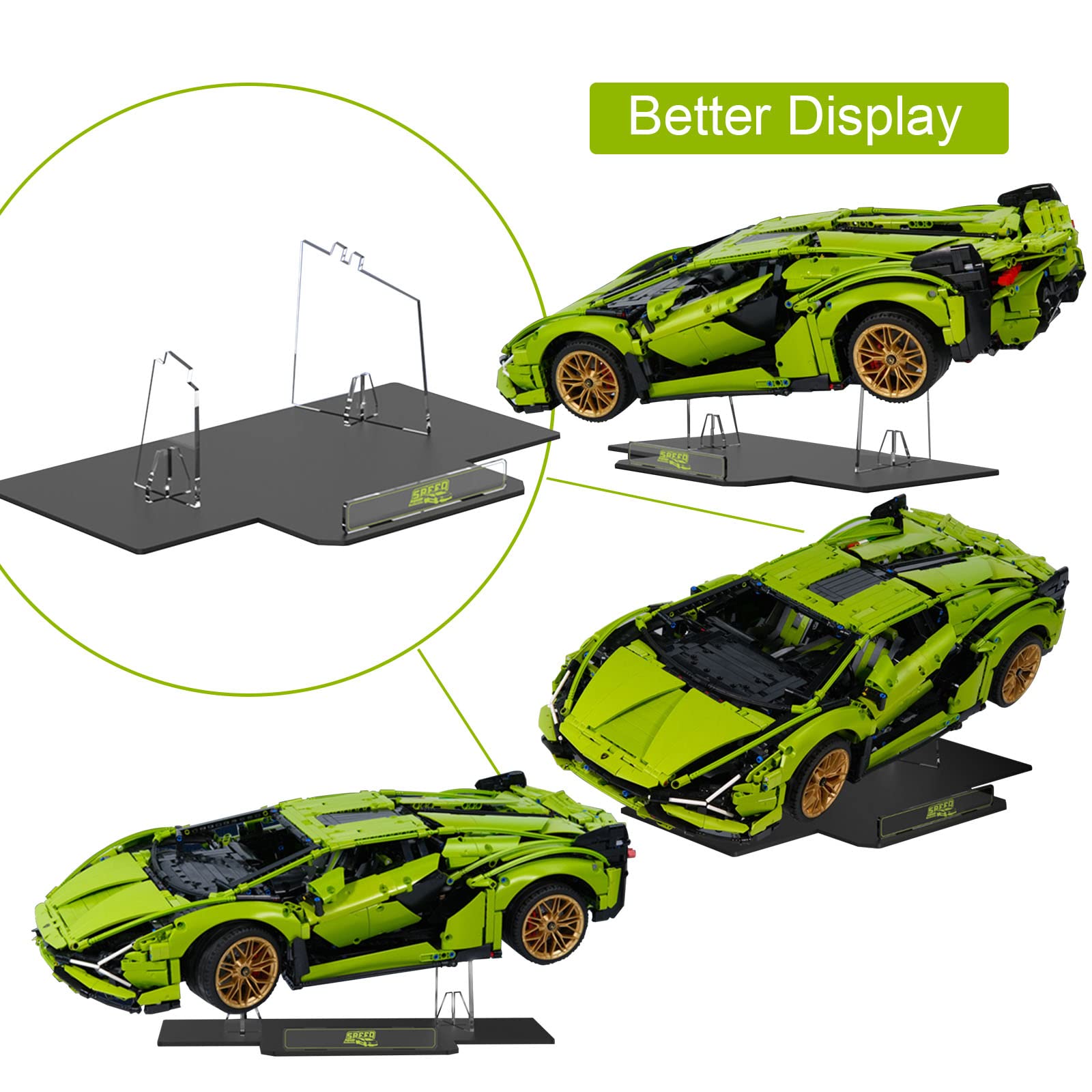 Vaodest Acrylic Display Stand for Lego Technic McLaren F1 Race Car 42141 Set, 5 MM Transparent Clear Display Holder,Compatible with Lego 42141 Set(Display Stand Only, Not Building Set)
