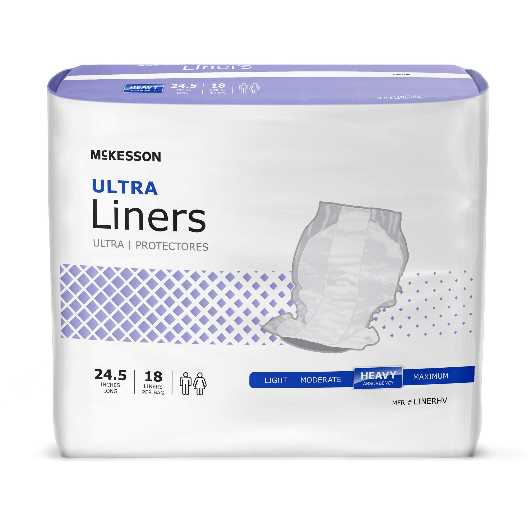 Mckesson Incontinence Liner Mckesson 24.5" Length Heavy Absorbency Polymer Unisex (#Linerhv, Sold Per Case)