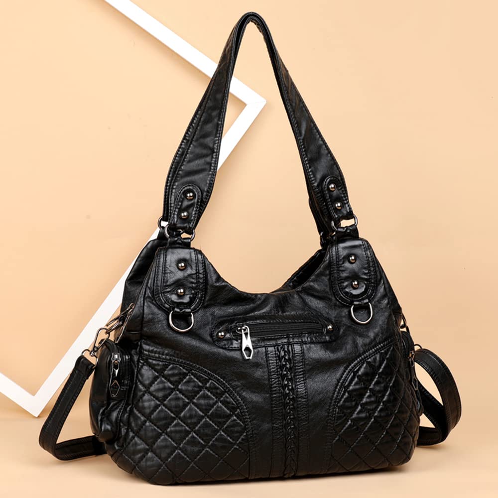 Sfly Women Satchel Shoulder Bag Washed Synthetic Leather Handbag Retro Soft Leather Tote Bag Ladies Hobo bag