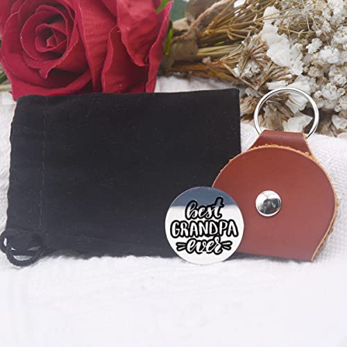 to My Grandpa Pocket Hug Token Gift, Long Distance Relationship Keepsake Stainless Steel Double Sided,Pocket Hug Token Gift for Grandpa from Grandchild - Best Grandpa Ever
