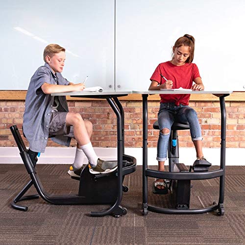LifeSpan Unity Junior Bike Desk | Pedal Desk for Classroom or Home School | White Desktop with Black Frame