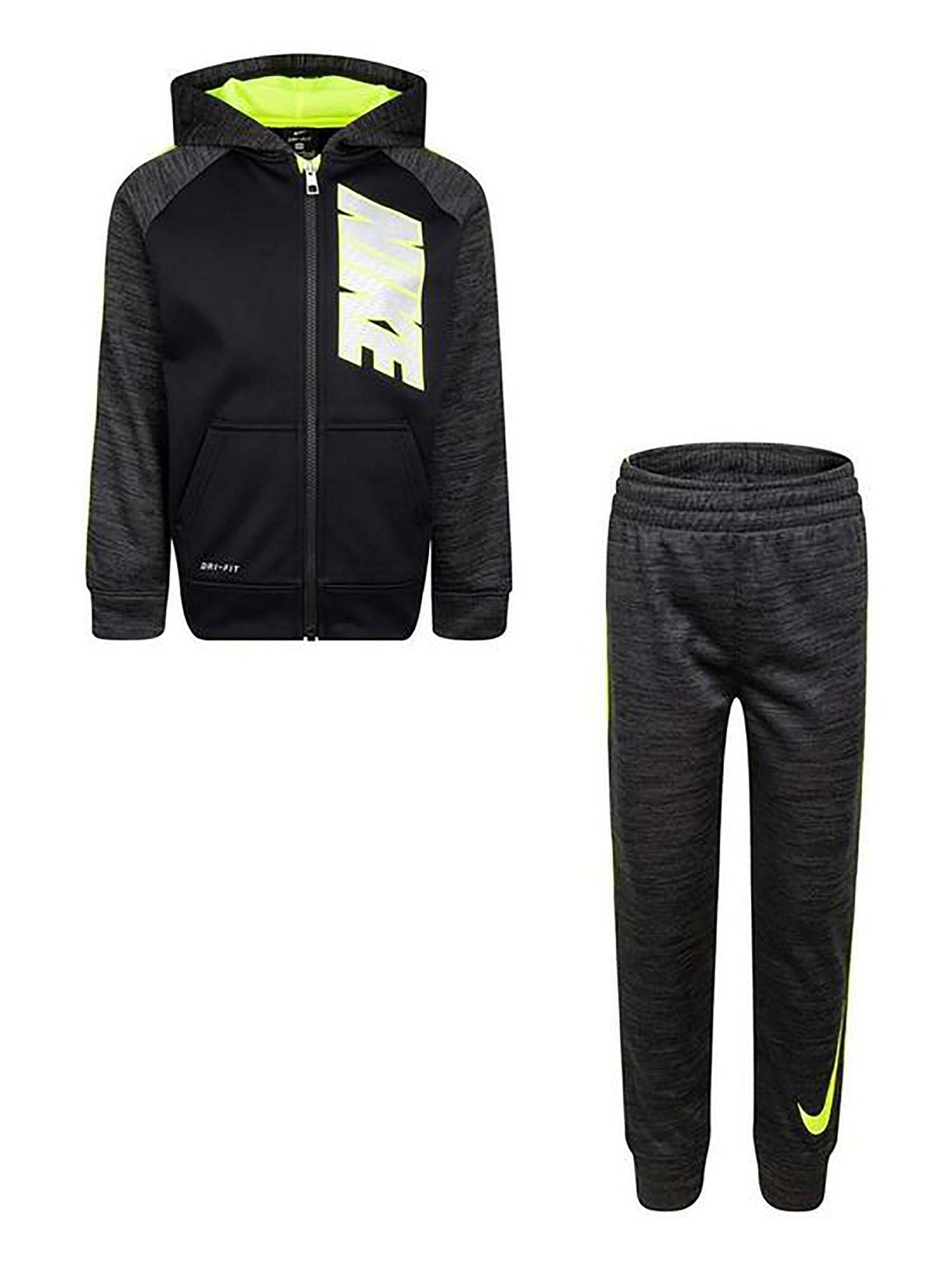 Nike Boy's Therma Pop Zip-Up Hoodie and Pants Two-Piece Set (Little Kids) Black Heather 4 Little Kid