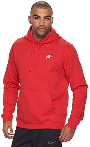 Nike Men's Club Fleece Pullover Hoodie (University Red White, 2XL)